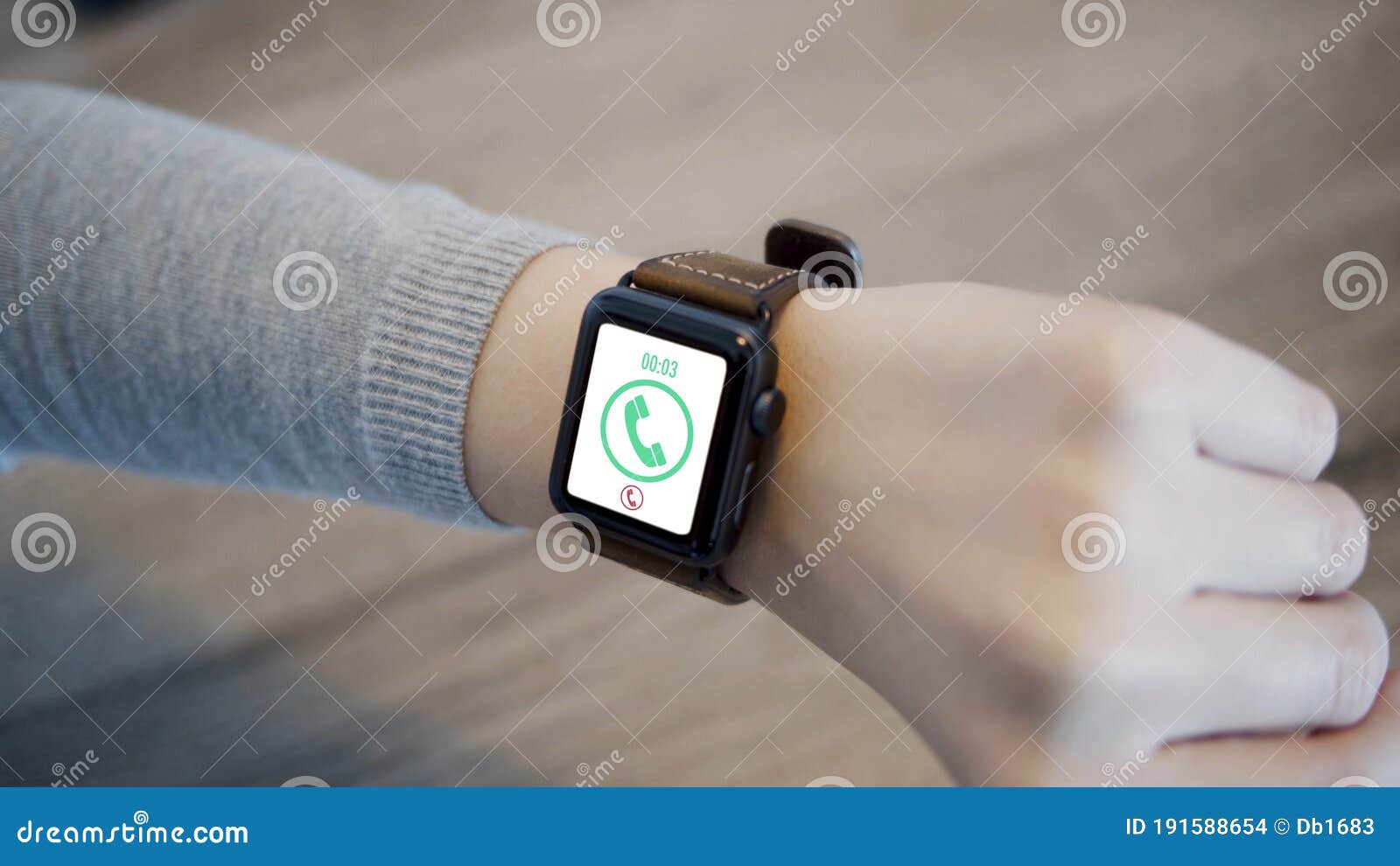 Smart Watch - Incoming Call on Screen Stock Photo - Image of device ...