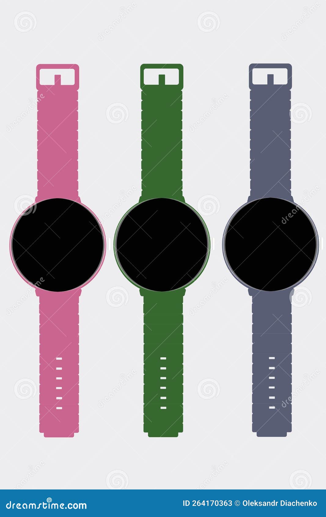 Smart Watches of Different Colors Collage Vector Graphics Stock Vector ...