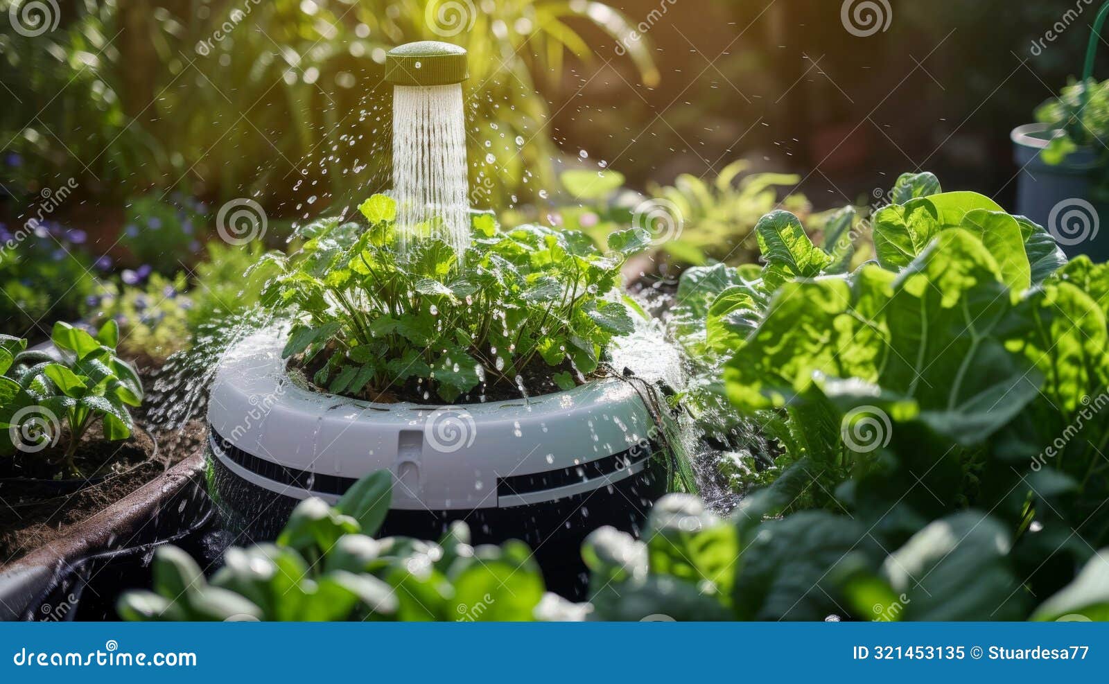 Smart Watering System in Garden Stock Image - Image of lights, digital ...