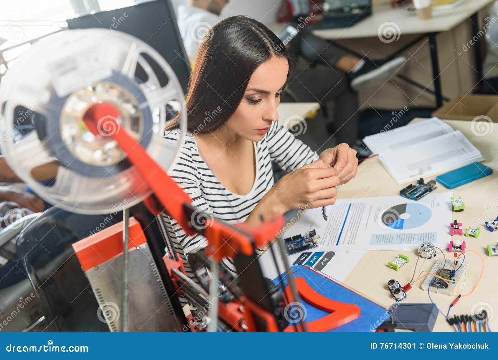 Smart Woman Constructing 3d Technology Stock Image - Image of device ...