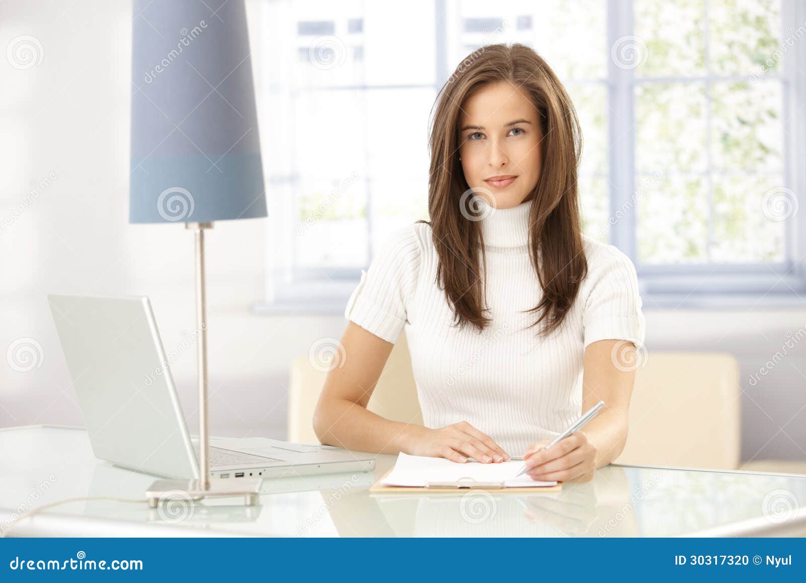 Smart Woman Working at Home Stock Photo - Image of laptop, casual: 30317320