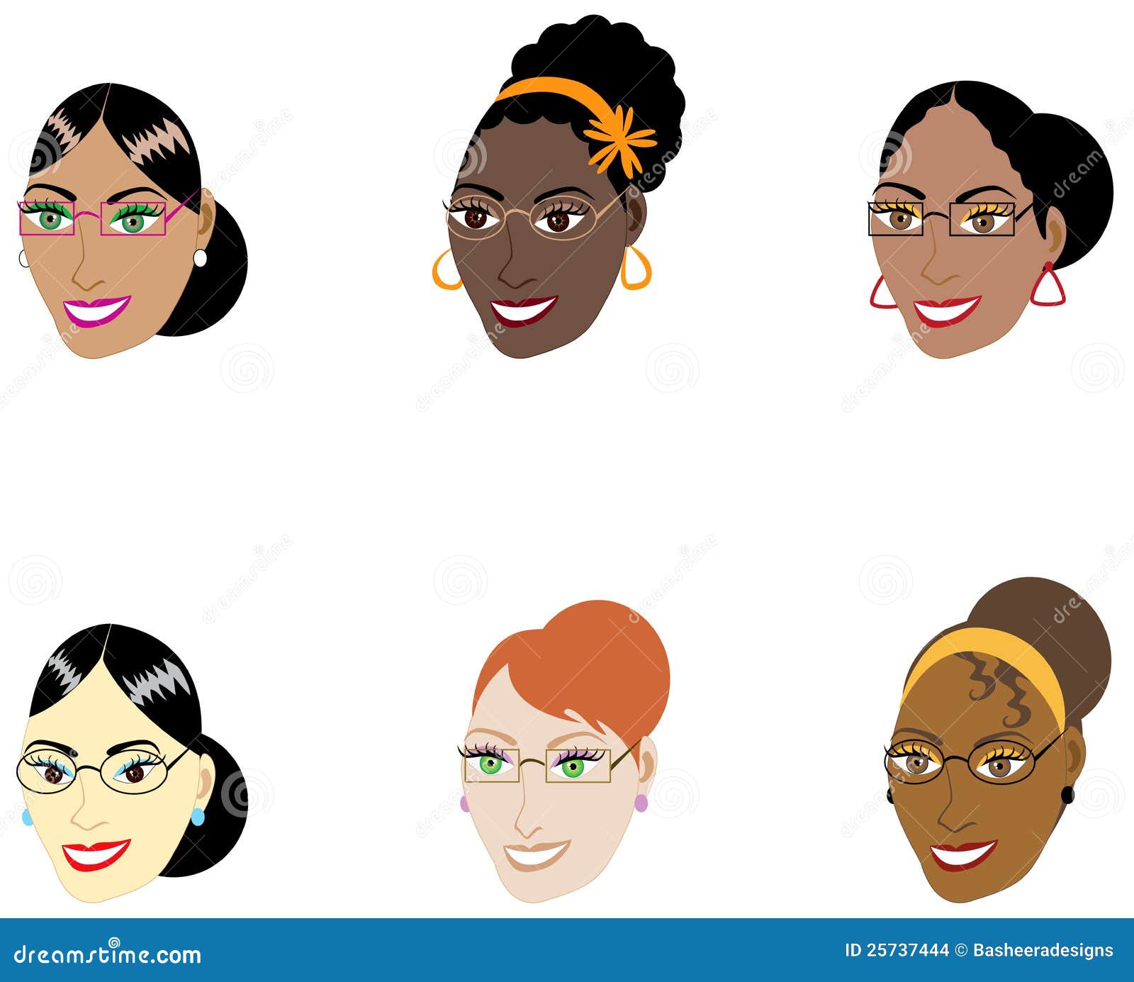 Smart Women Faces stock vector. Illustration of icons - 25737444
