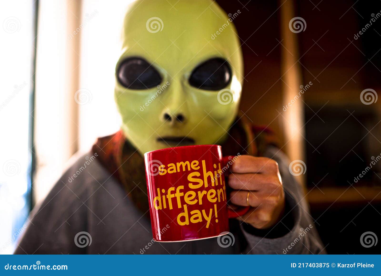 Smart Working. Alien at Work in the House Stock Image - Image of alien ...