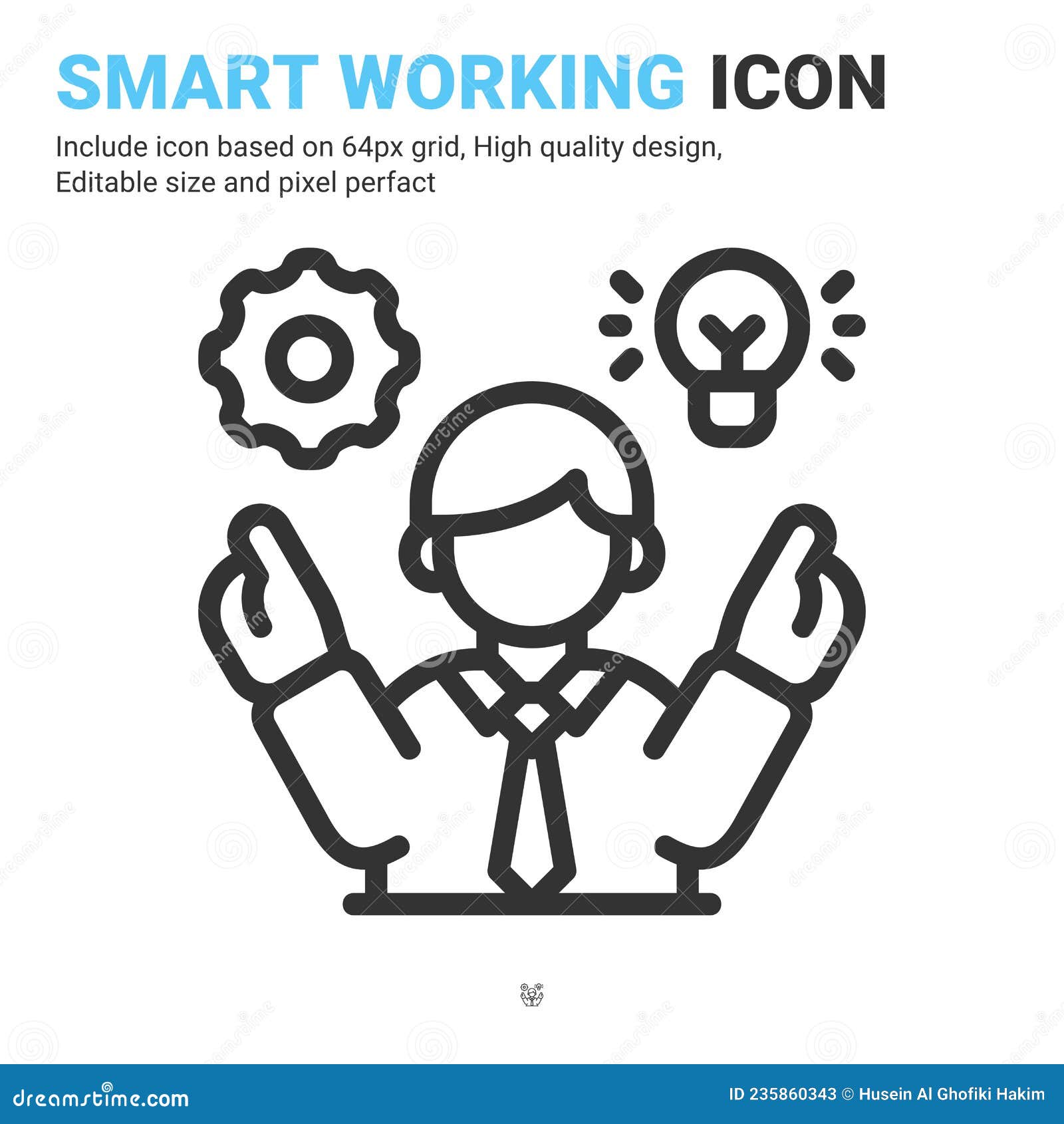 Smart Working Icon Vector with Outline Style Isolated on White ...