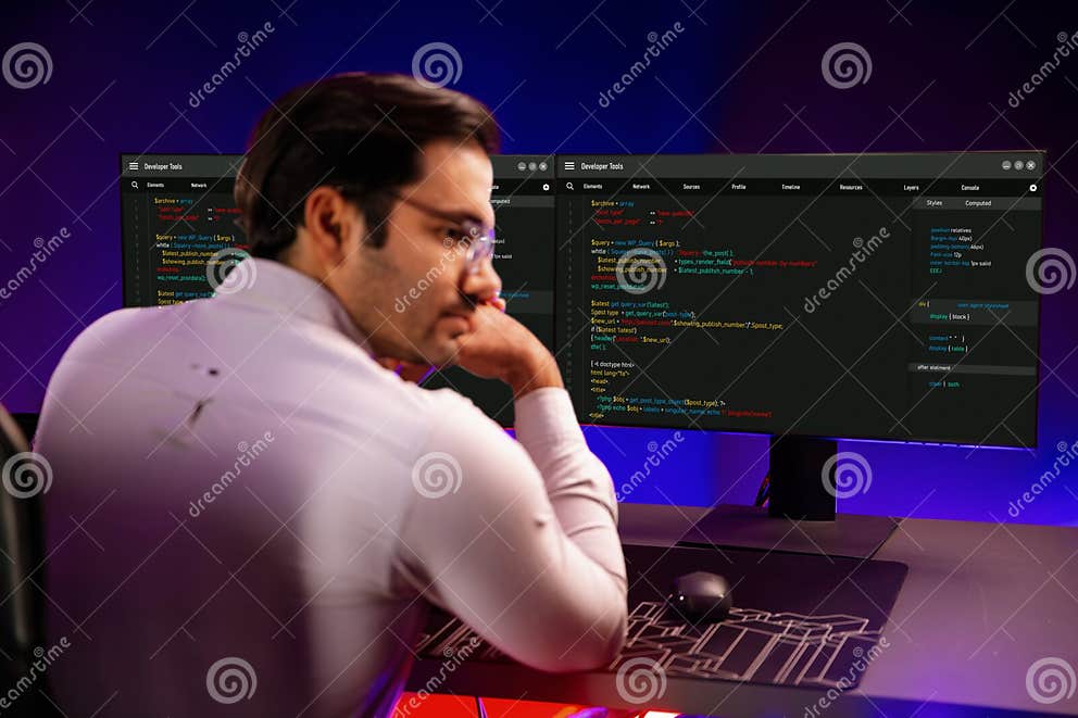 Smart it Working Software Development Screen Pose on Camera Looking ...