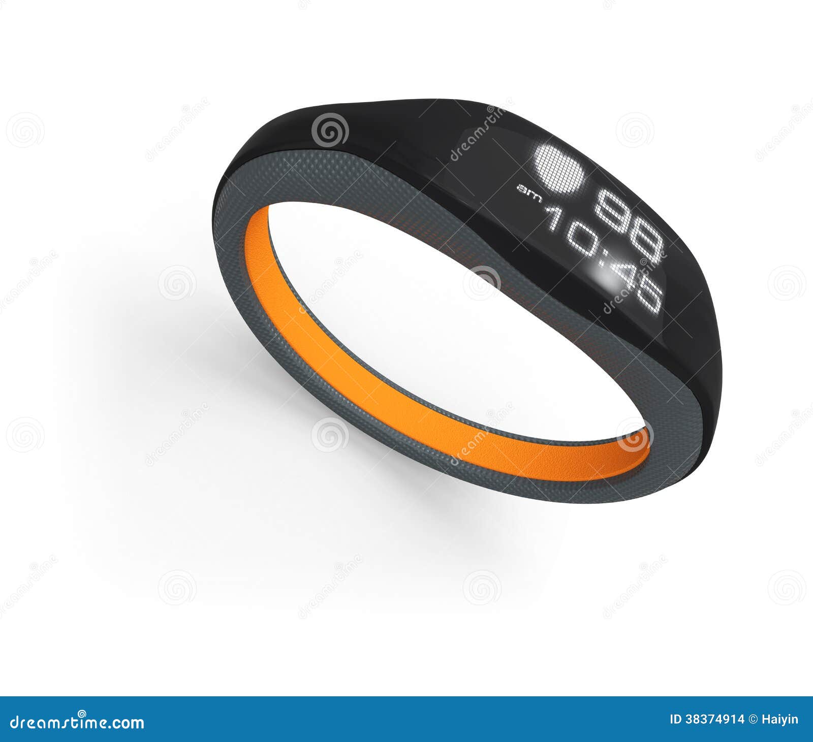 Smart Wrist Band Displaying Heart Rate and Time Stock Illustration ...