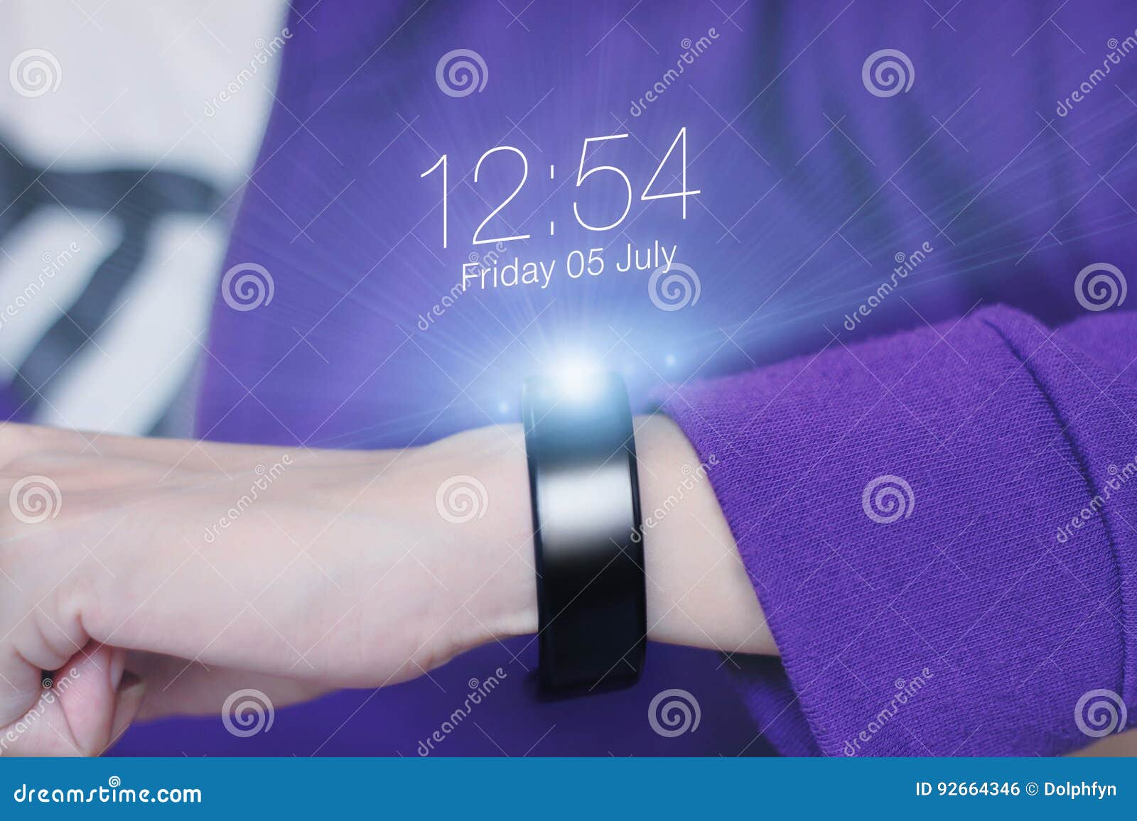 Smart wristband with hand. stock photo. Image of digital - 92664346