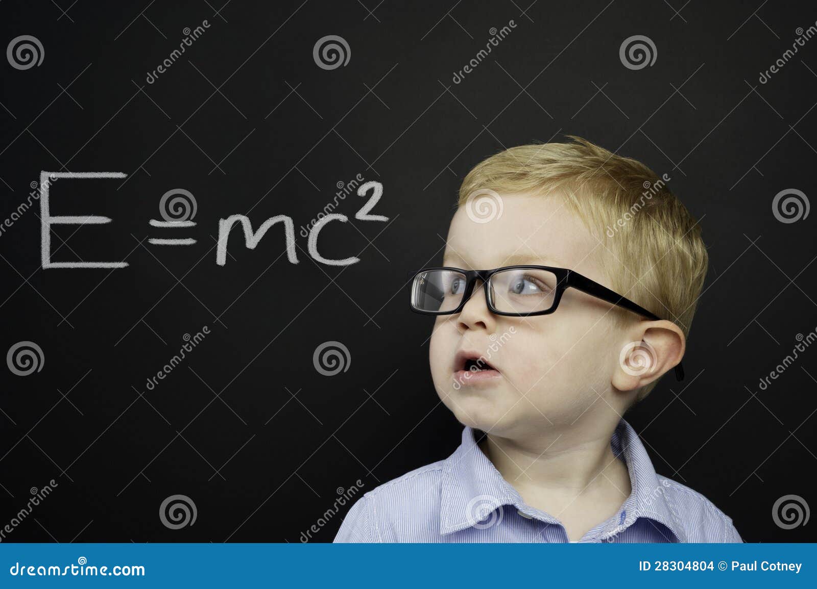 Smart Young Boy Stood in Front of a Blackboard Stock Photo - Image of ...