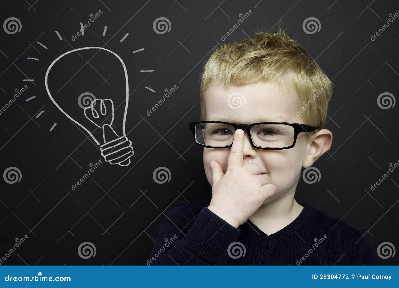 Smart Young Boy Stood Infront of a Blackboard Stock Photo - Image of ...