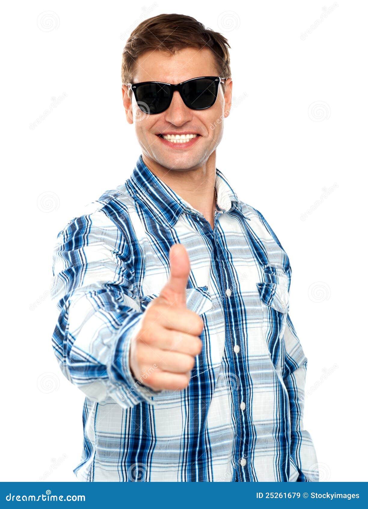 Smart Young Guy Showing Thumbs Up Stock Image - Image of male, look ...