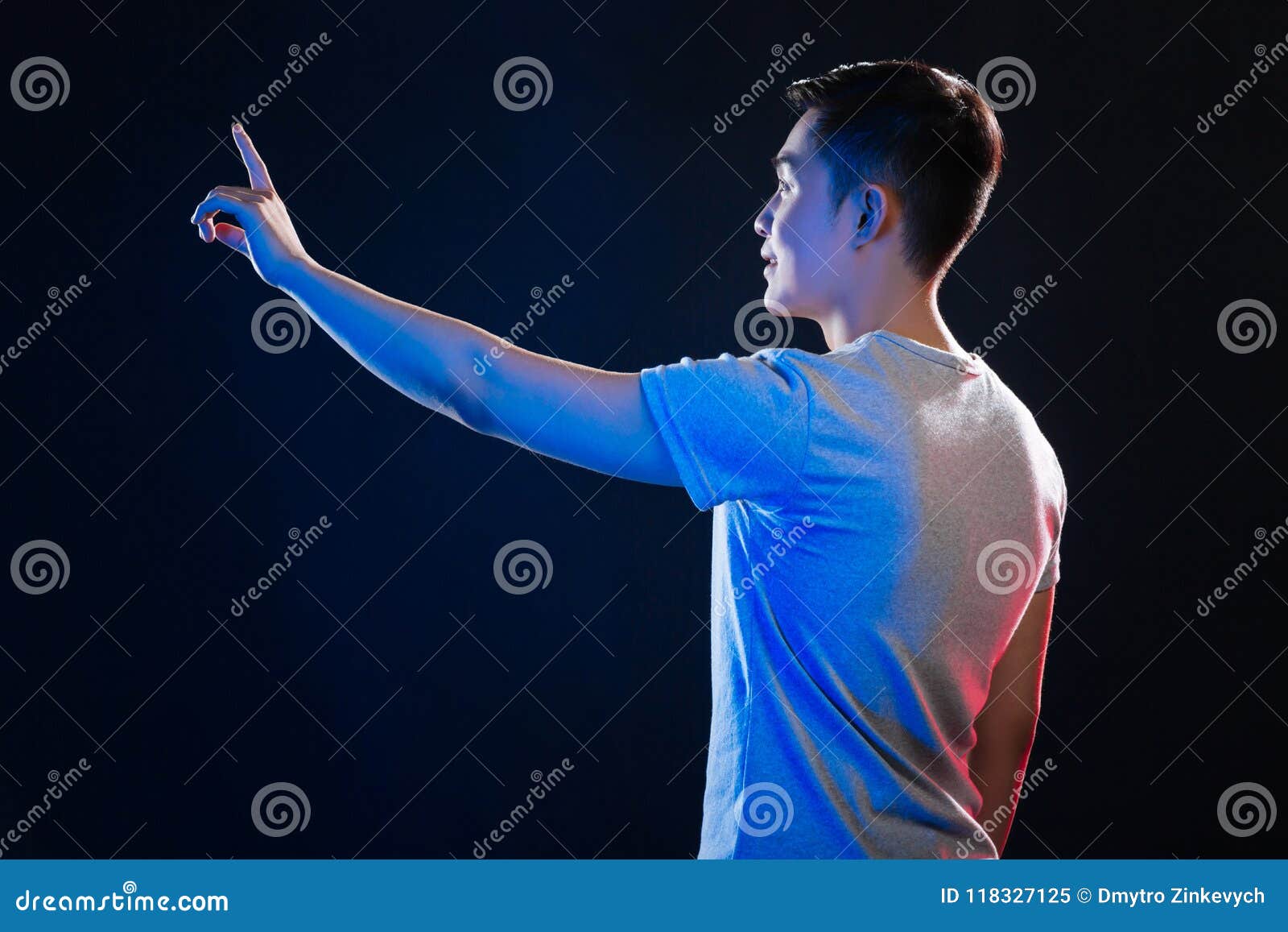 Smart Young Man Using the Sensory Screen Stock Image - Image of ...
