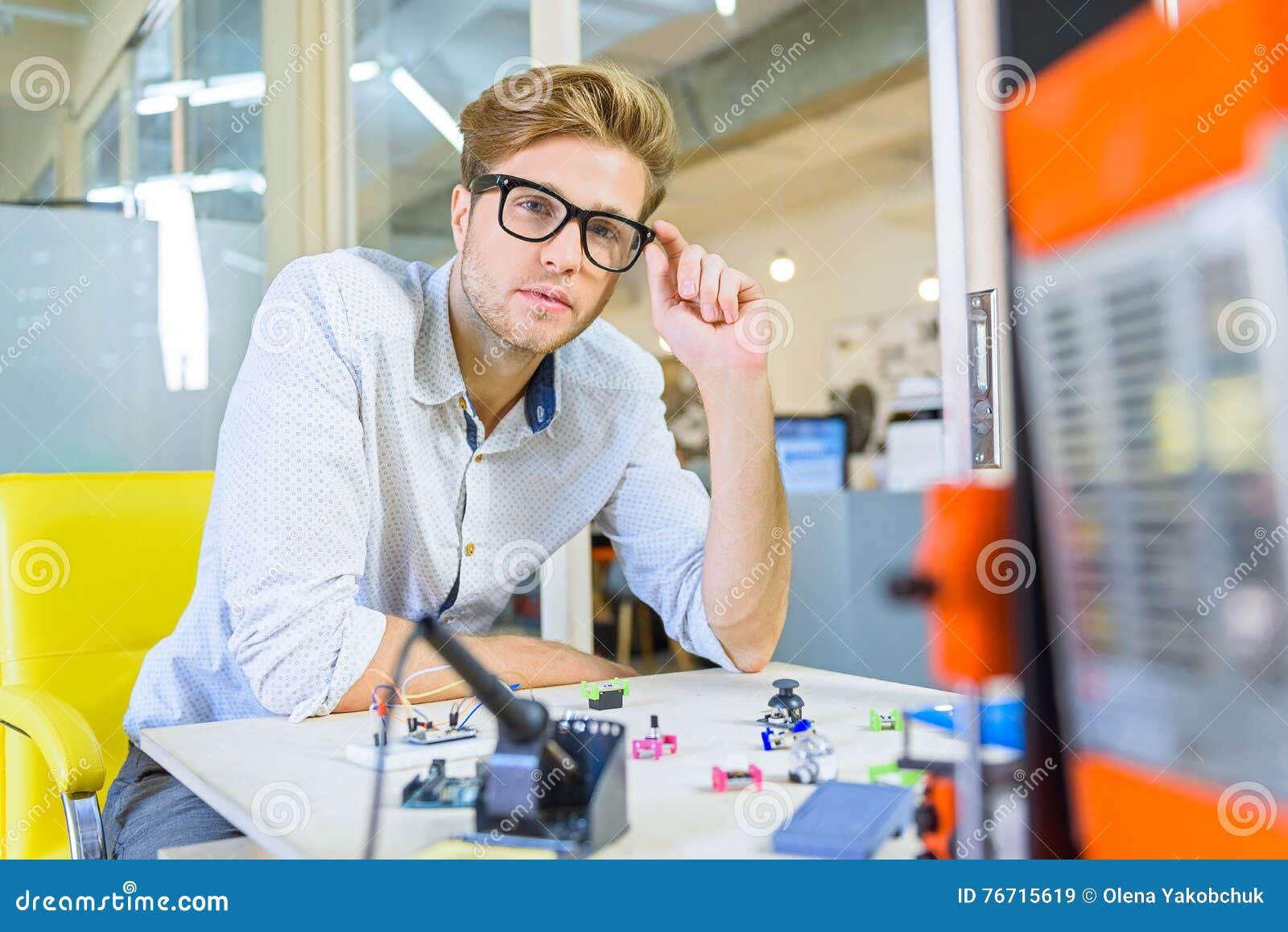 Smart Young Man Working with 3d Technology Stock Image - Image of ...