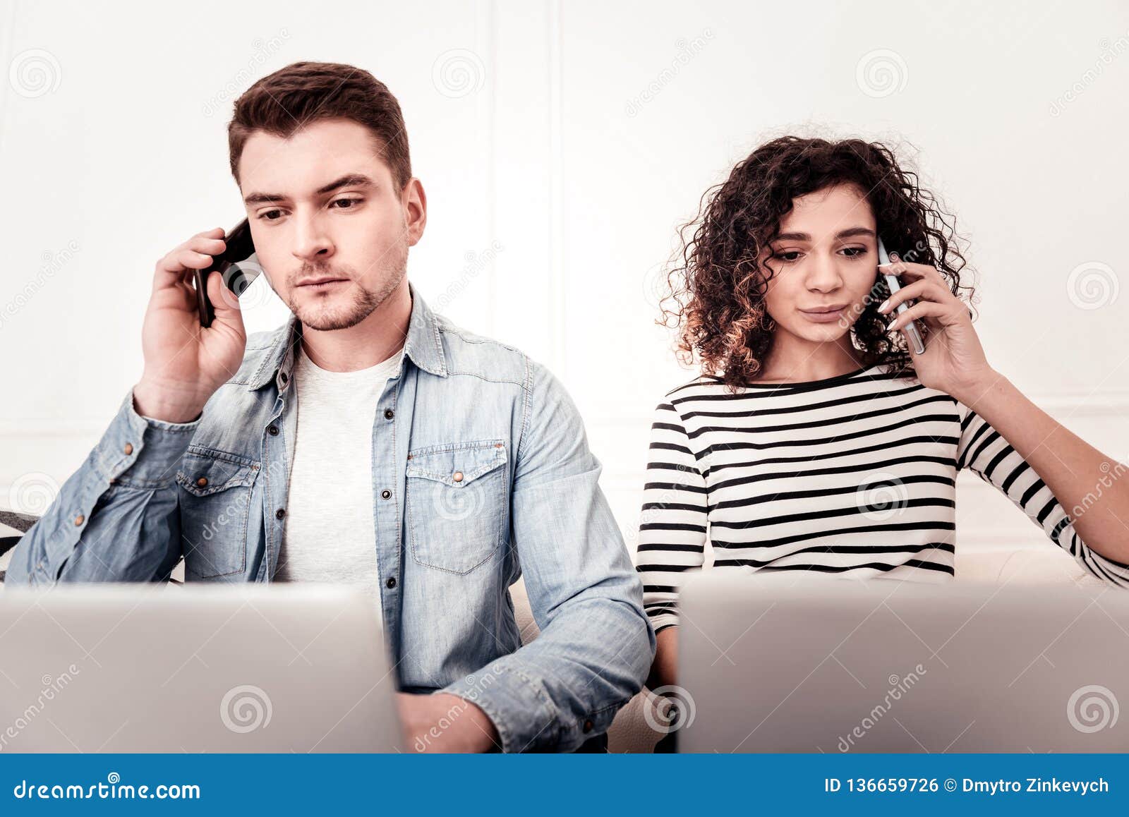 Smart Young People Answering Calls Stock Photo - Image of caucasian ...