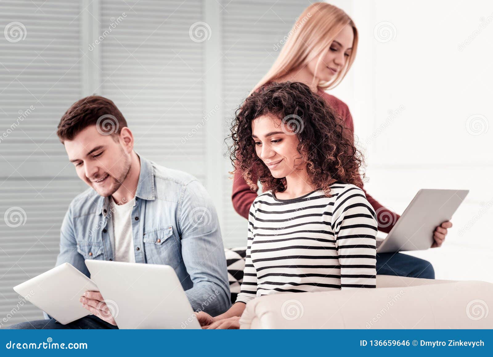 Smart Young People Using Their Devices Stock Photo - Image of idea ...