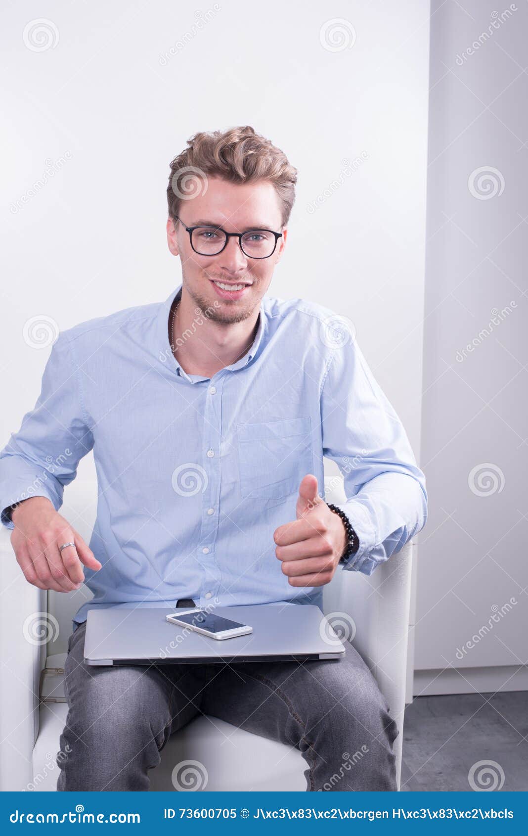 Smart Young Professional Showing Thumbs Up in a Negotiation - W Stock ...