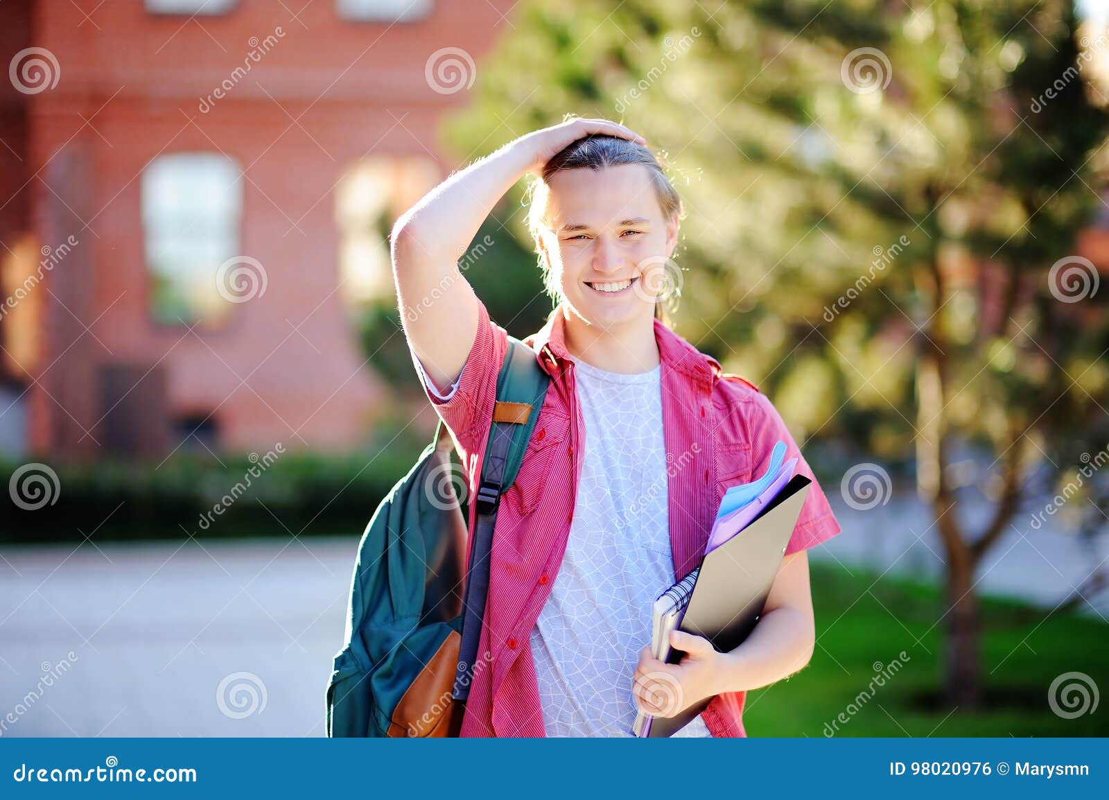 Smart Young Student in University Campus Stock Photo - Image of ...