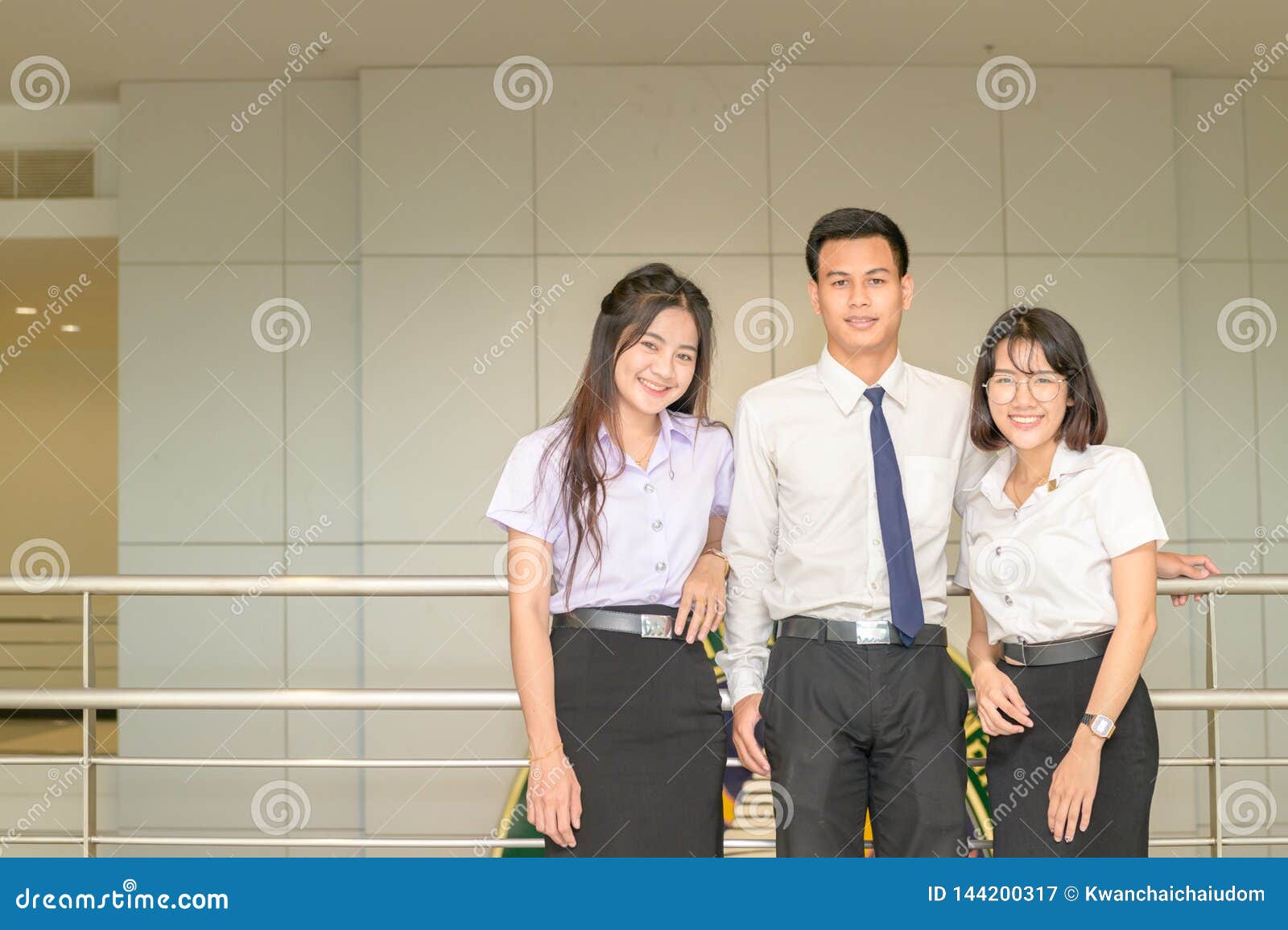 Smart Young Students Standing Together Stock Image - Image of girl ...