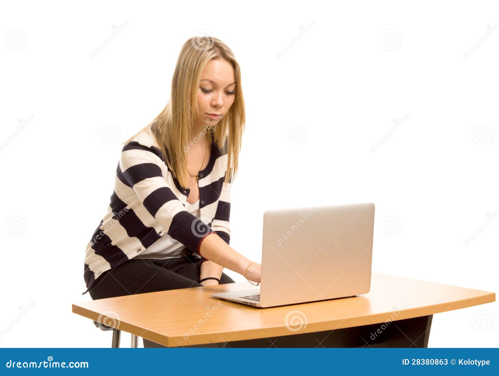 Smart Young Woman Working at a Laptop Stock Image - Image of person ...