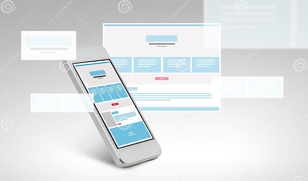 Smarthphone with Web Page Design on Screen Stock Illustration ...