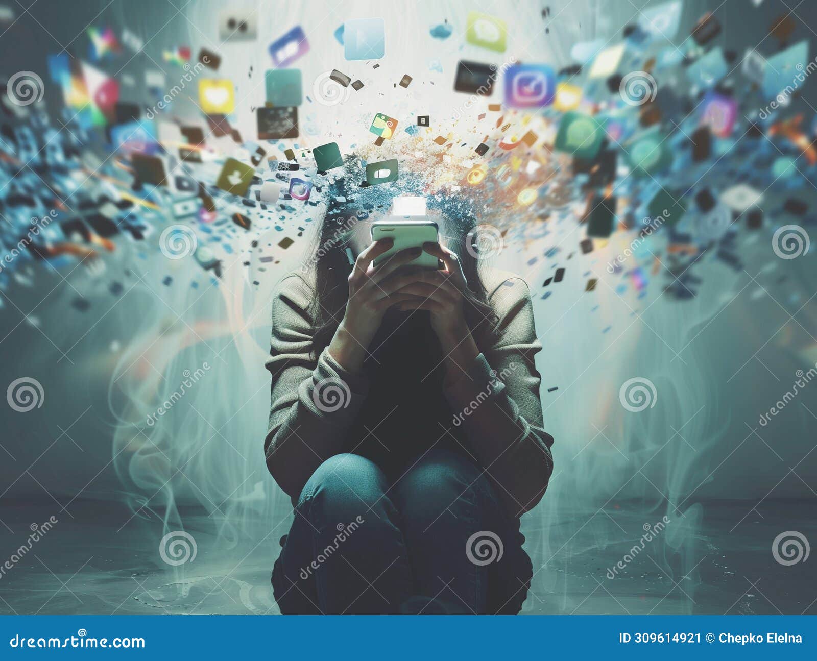Smartphone Addiction Concept Stock Illustration - Illustration of ...