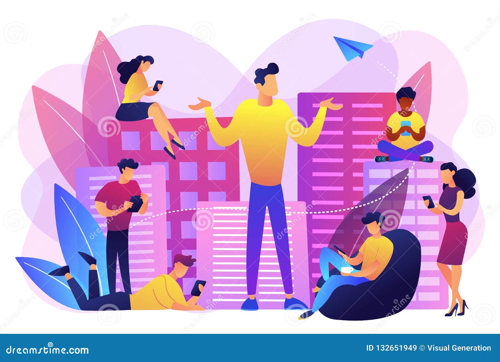 Smartphone Addiction Concept Vector Illustration. Stock Vector ...