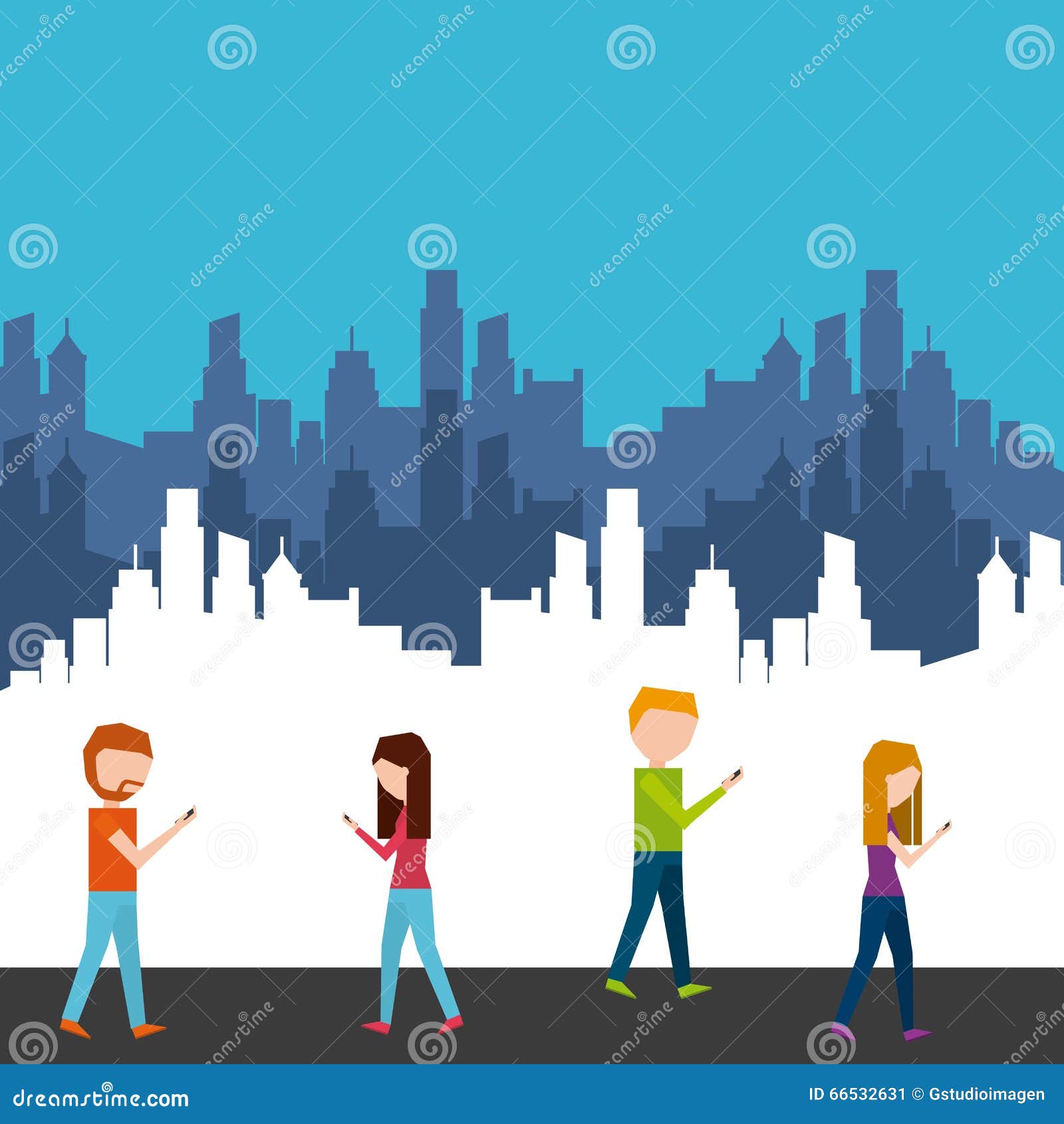 Smartphone Addiction Design Stock Illustration - Illustration of human ...