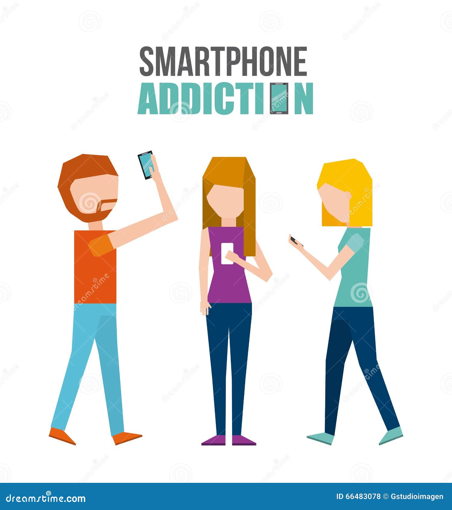 Smartphone Addiction Design Stock Vector - Illustration of social ...