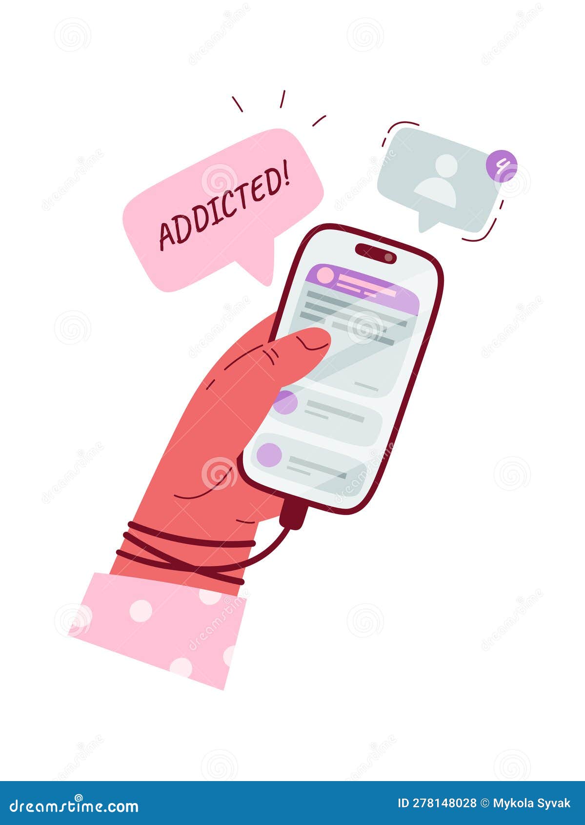Smartphone Addiction Illustration Stock Vector - Illustration of ...
