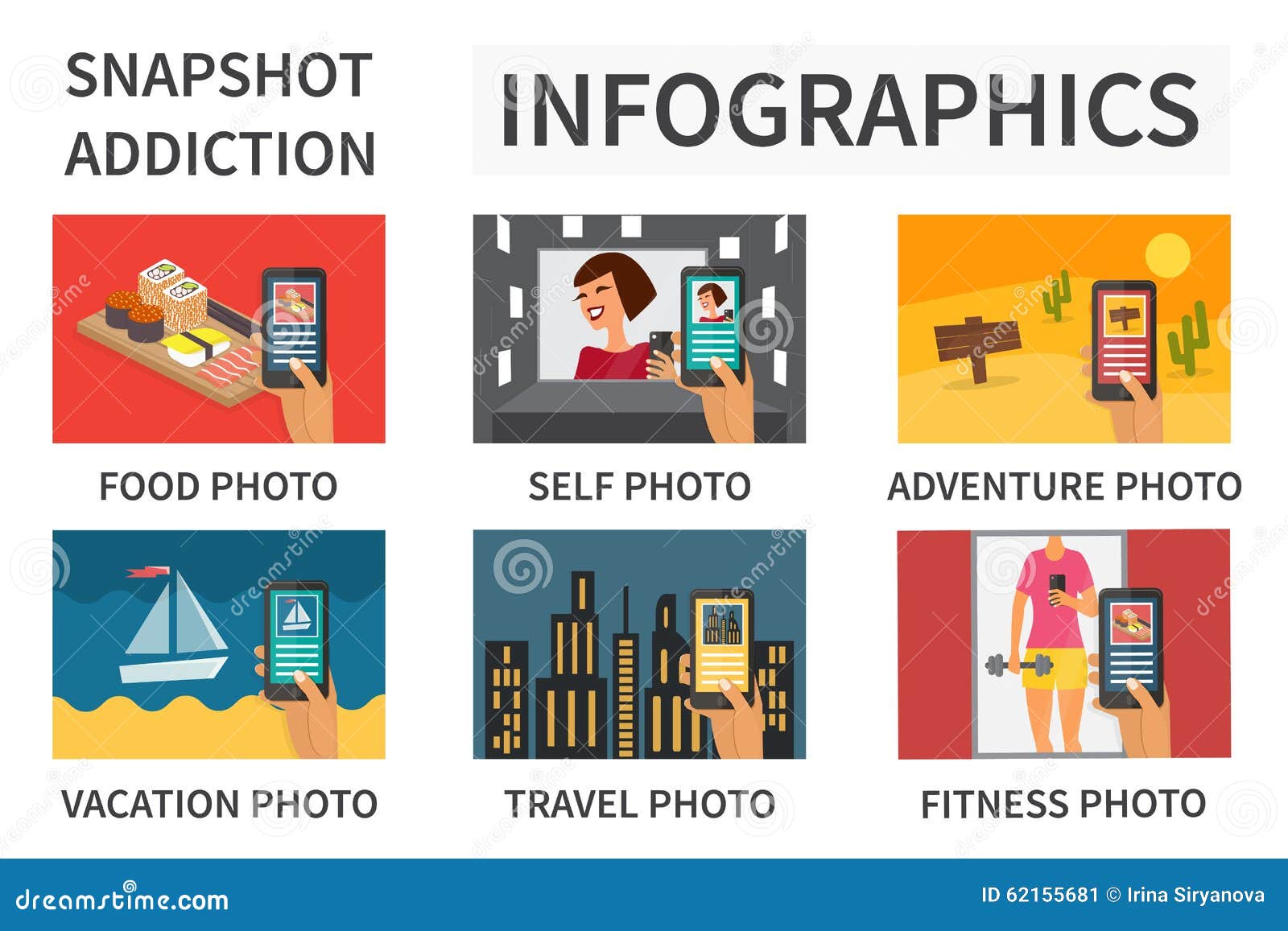 Smartphone Addiction Infographic Stock Vector - Illustration of ...