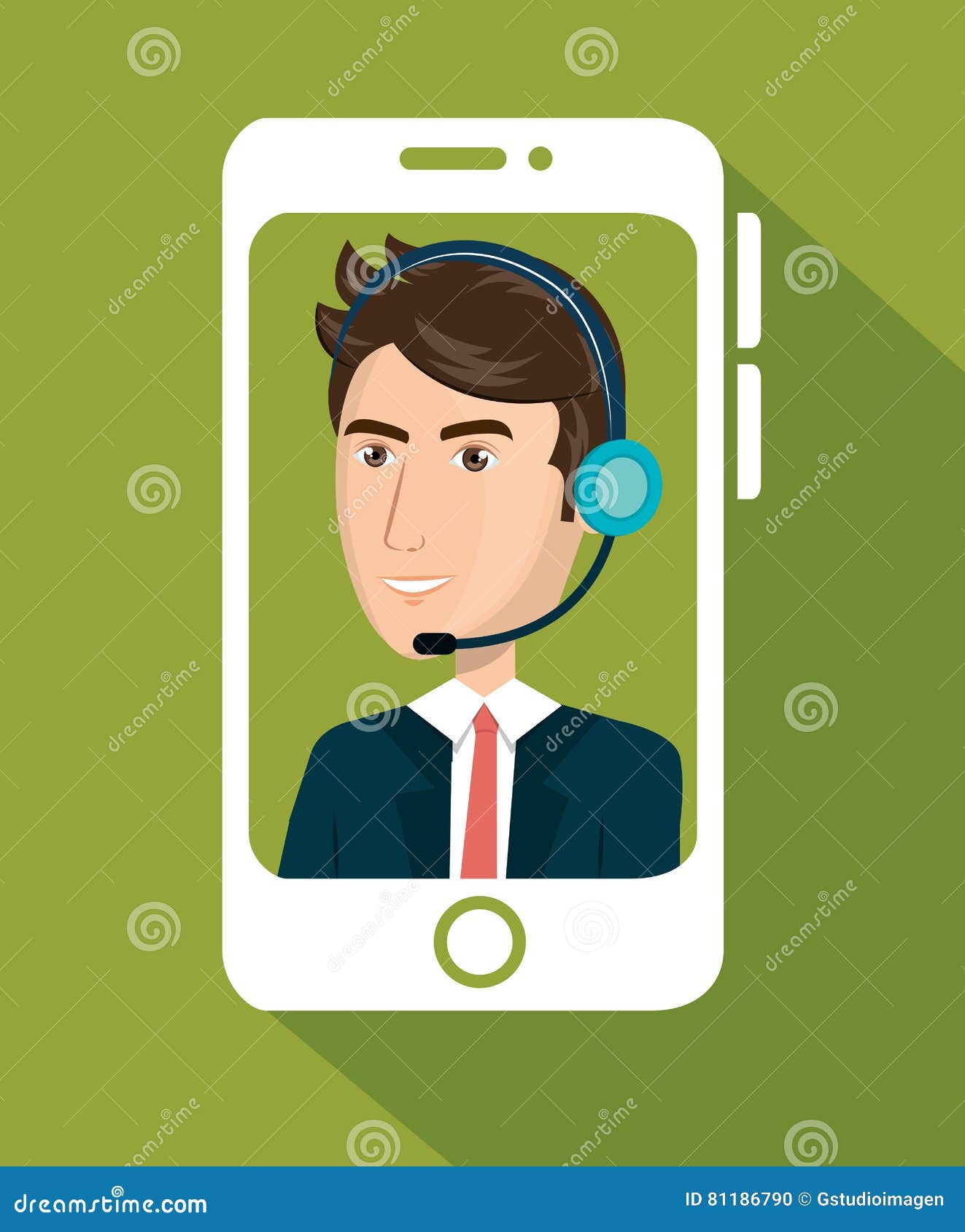 Smartphone with Agent Call Center Stock Vector - Illustration of vector ...