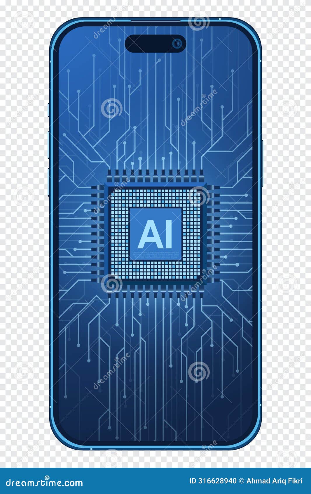 Smartphone with AI. Artificial Intelligence and Smartphone Concept ...