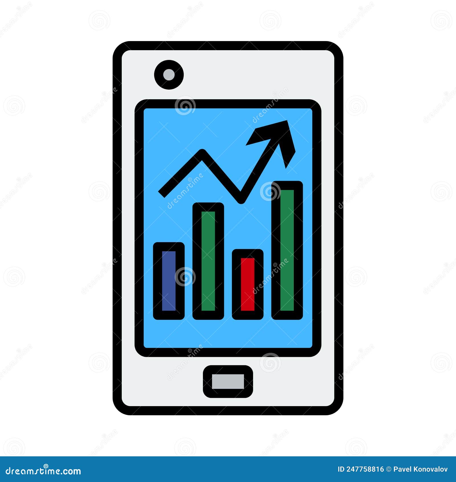 Smartphone with Analytics Diagram Icon Stock Vector - Illustration of ...