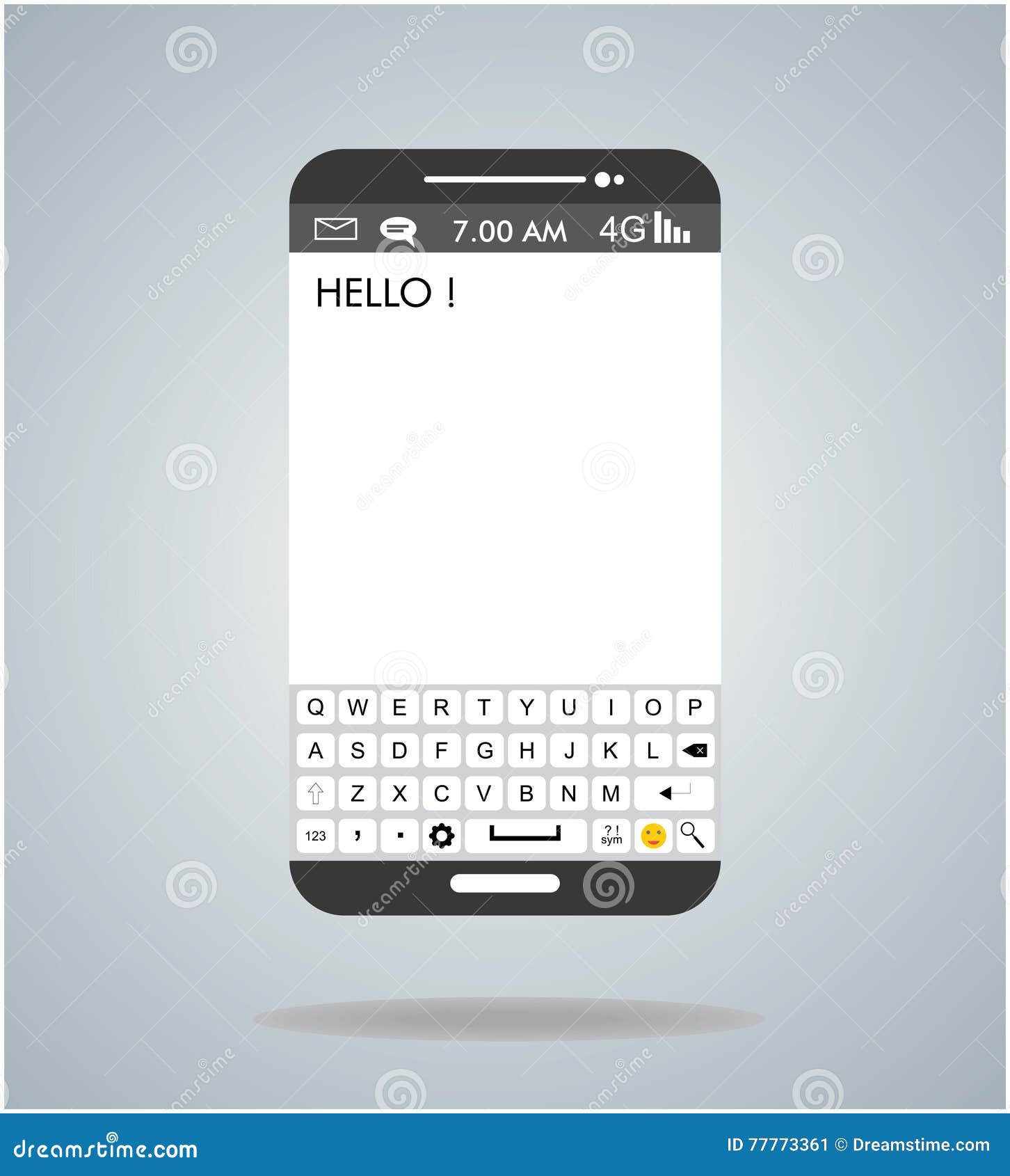 Smartphone Android Illustration with Qwerty Keyboard Touch Panel Stock ...