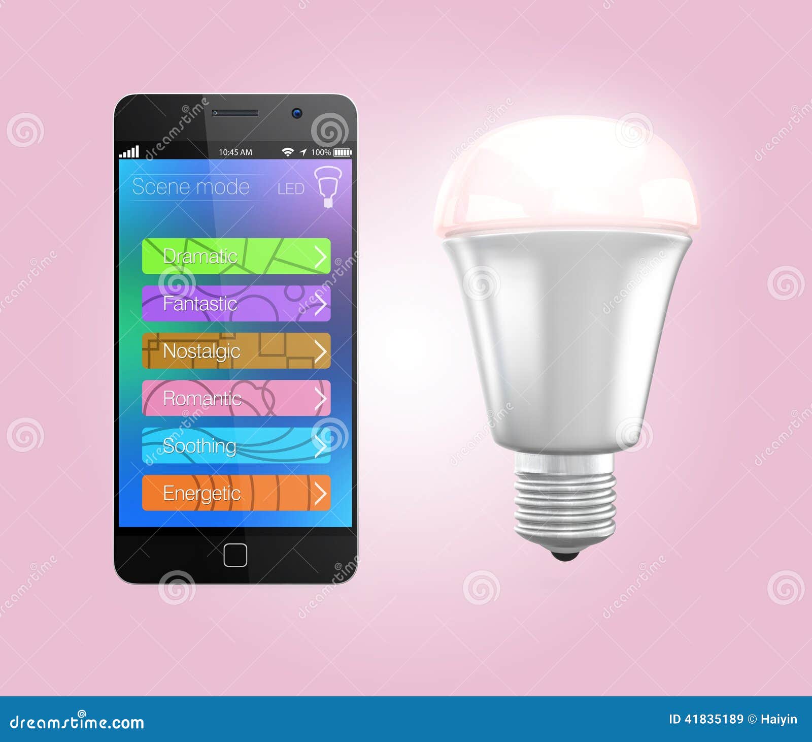 Smartphone App Control LED Lighting in Pink Stock Illustration ...