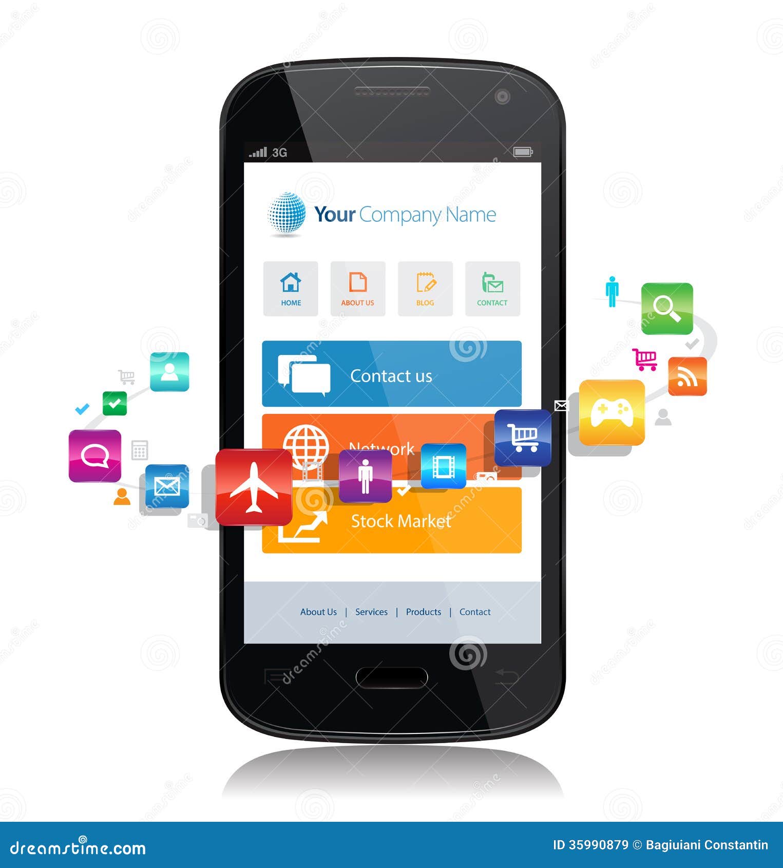 Smartphone App Internet stock vector. Illustration of blue - 35990879