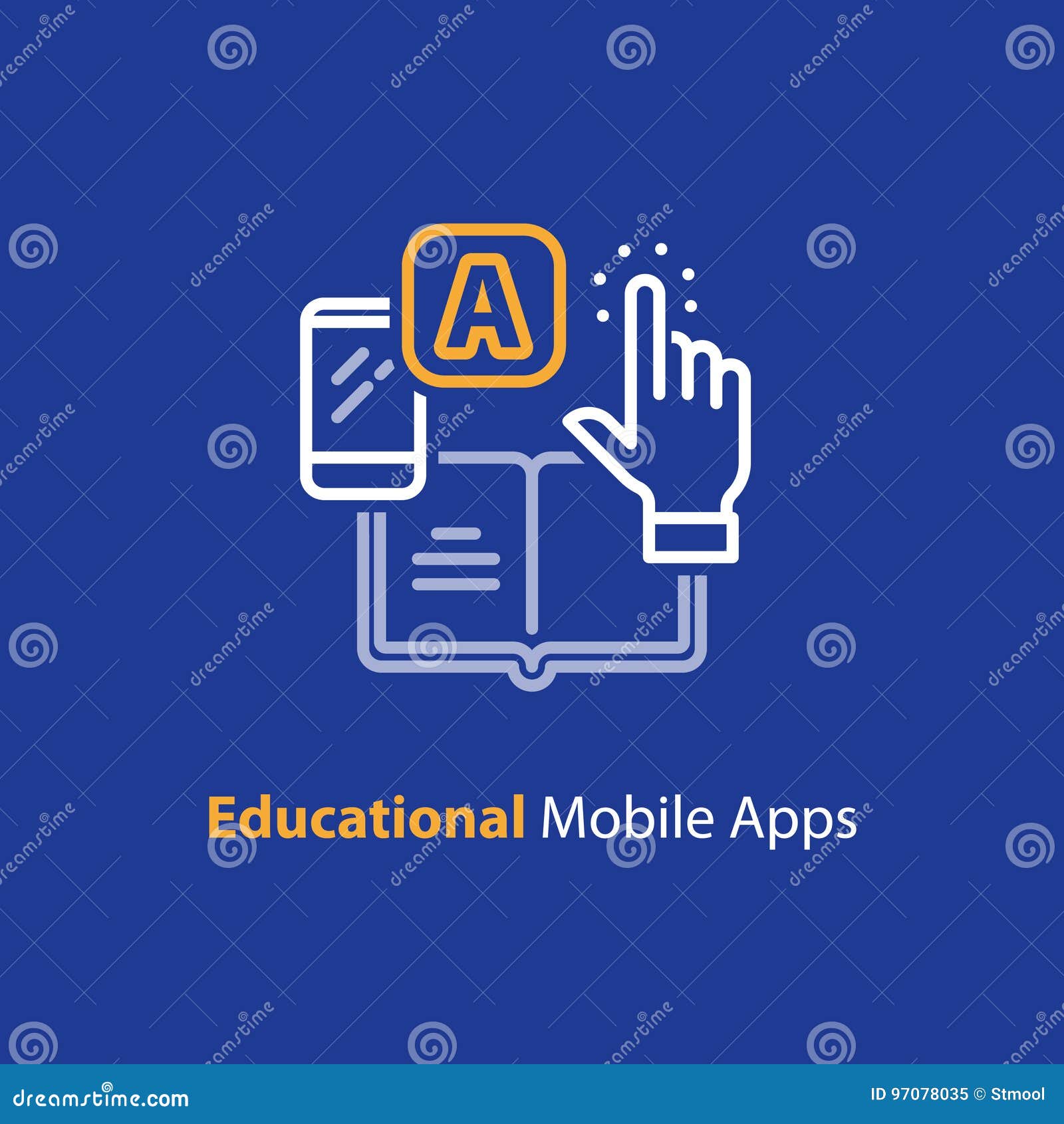 Smartphone App for Learning, Educational Mobile Application, Line Icon ...