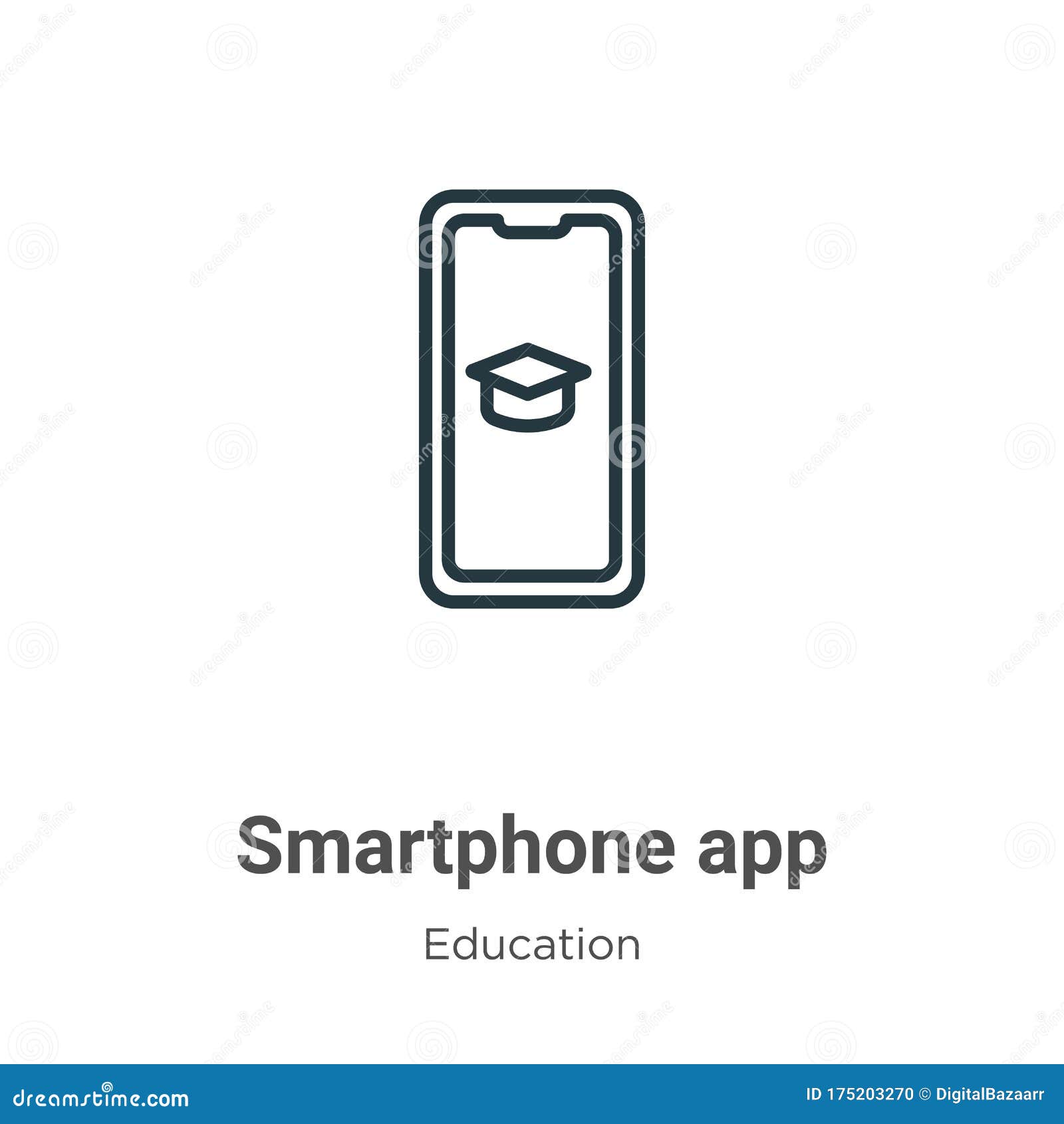 Smartphone App Outline Vector Icon. Thin Line Black Smartphone App Icon ...