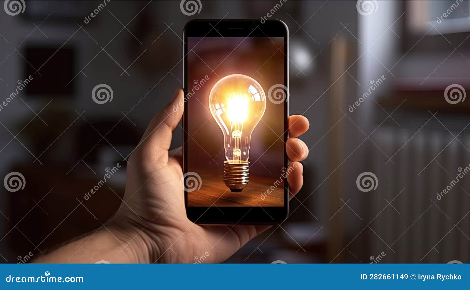 Smartphone Application of Controlling Light Bulb in Modern Room Stock ...