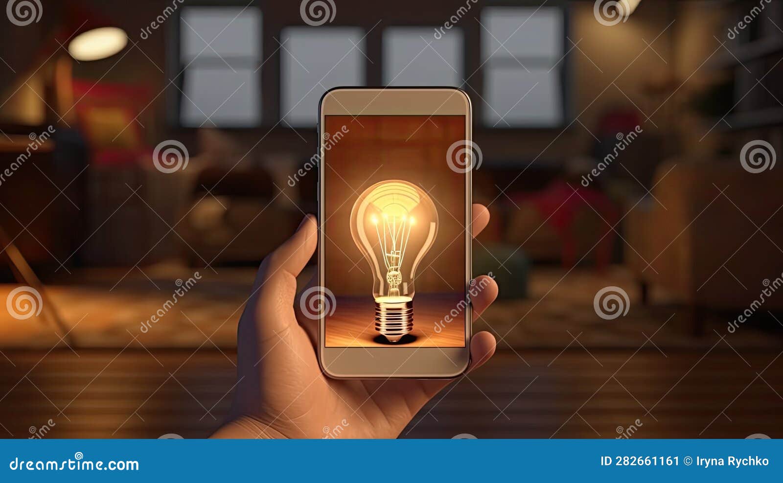 Smartphone Application of Controlling Light Bulb in Modern Room Stock ...