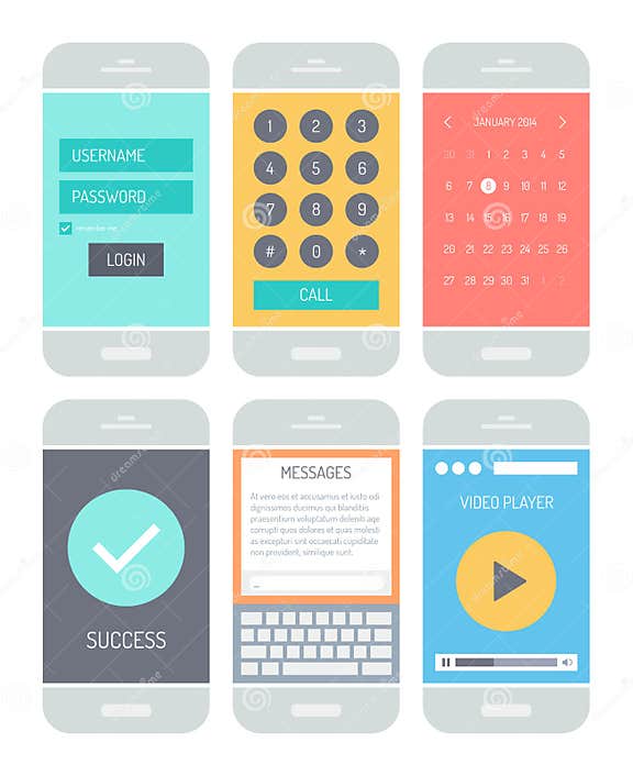 Smartphone Application Interface Elements Stock Vector - Illustration ...