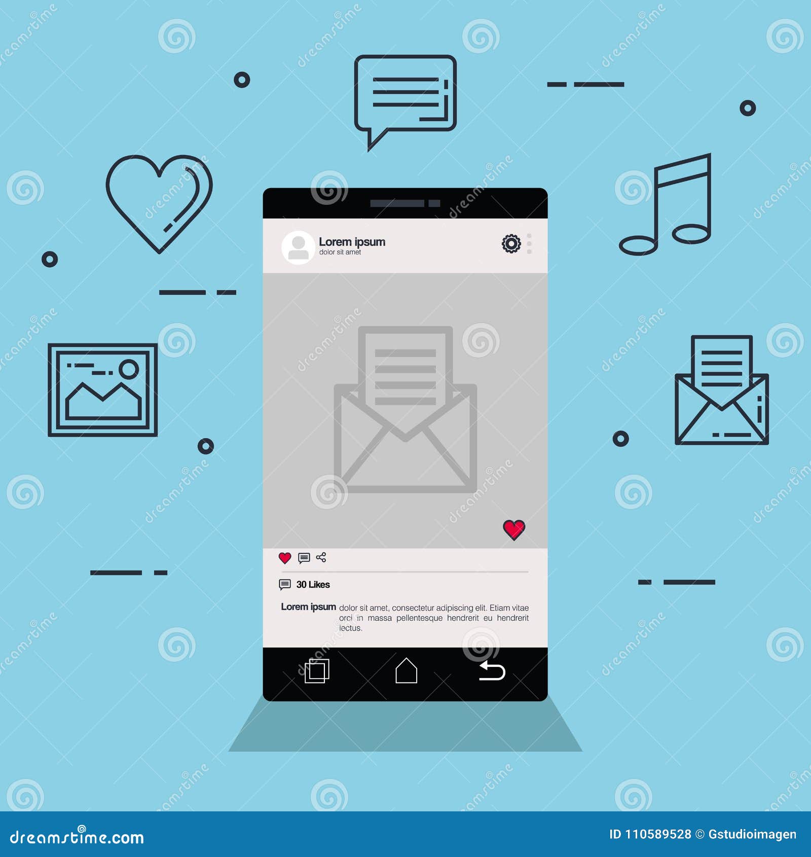 Smartphone with Applications Menu Stock Vector - Illustration of heart ...