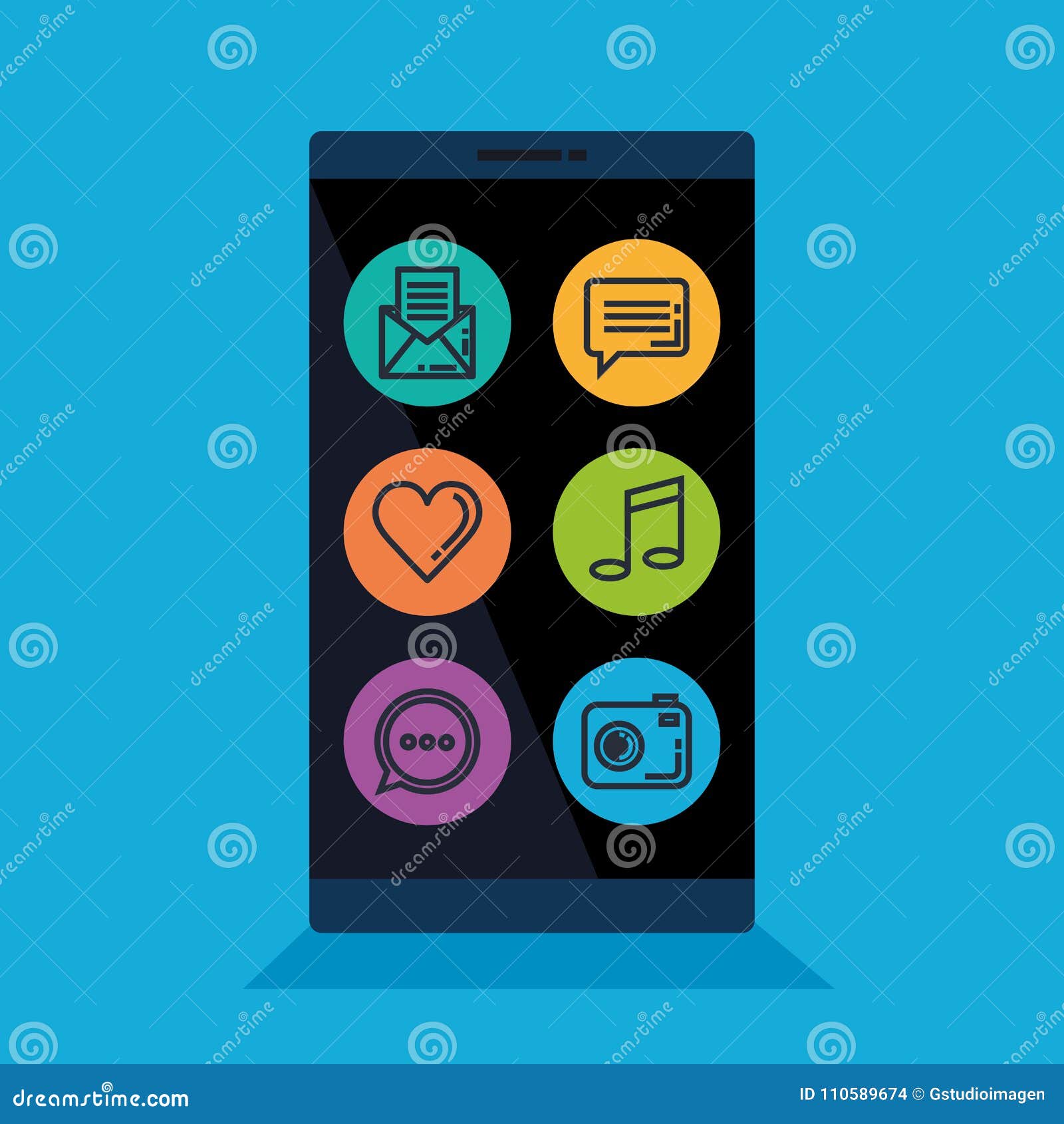 Smartphone with Applications Menu Stock Vector - Illustration of ...