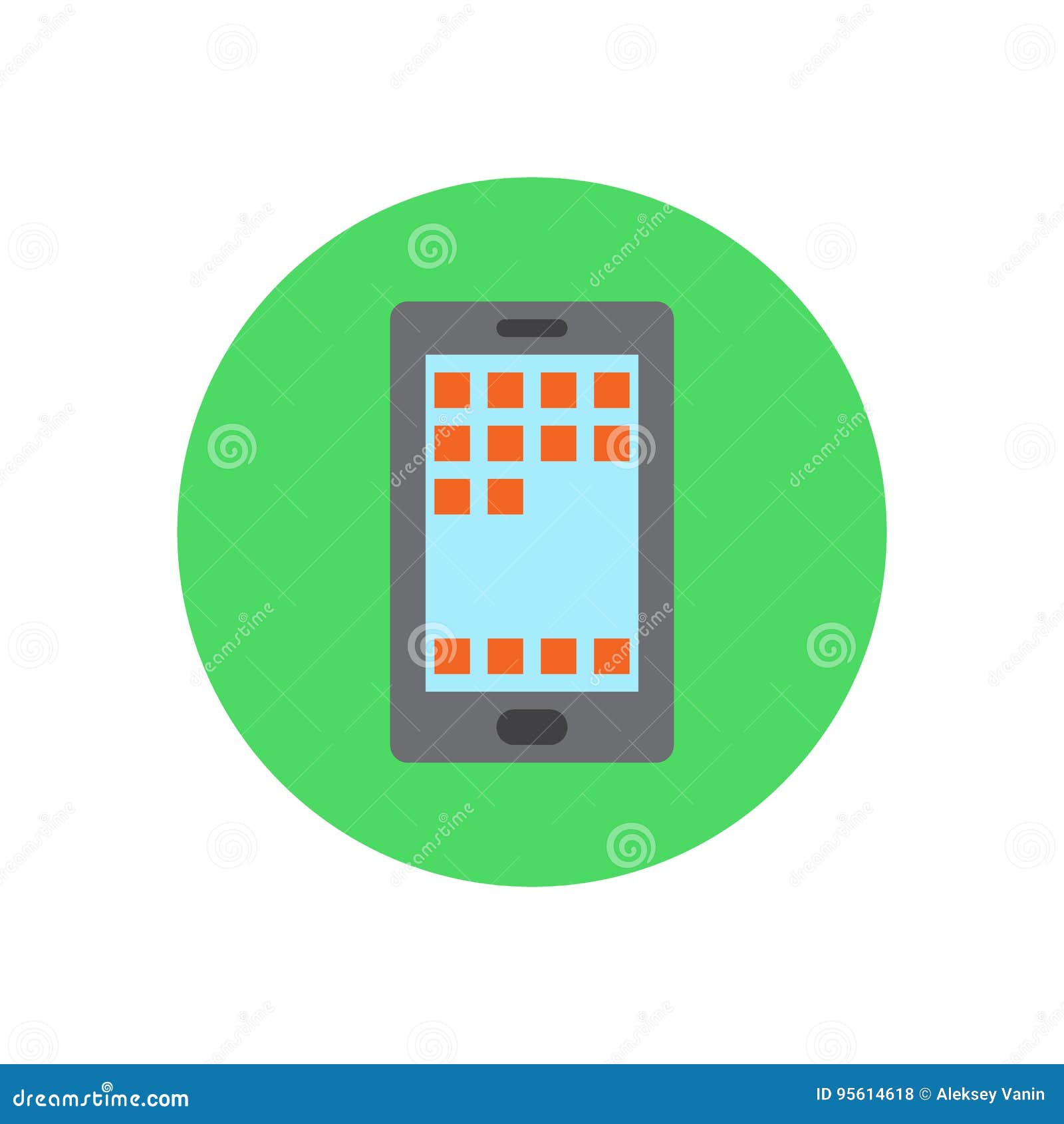 Smartphone with Apps Flat Icon. Round Colorful Button, Circular Vector ...