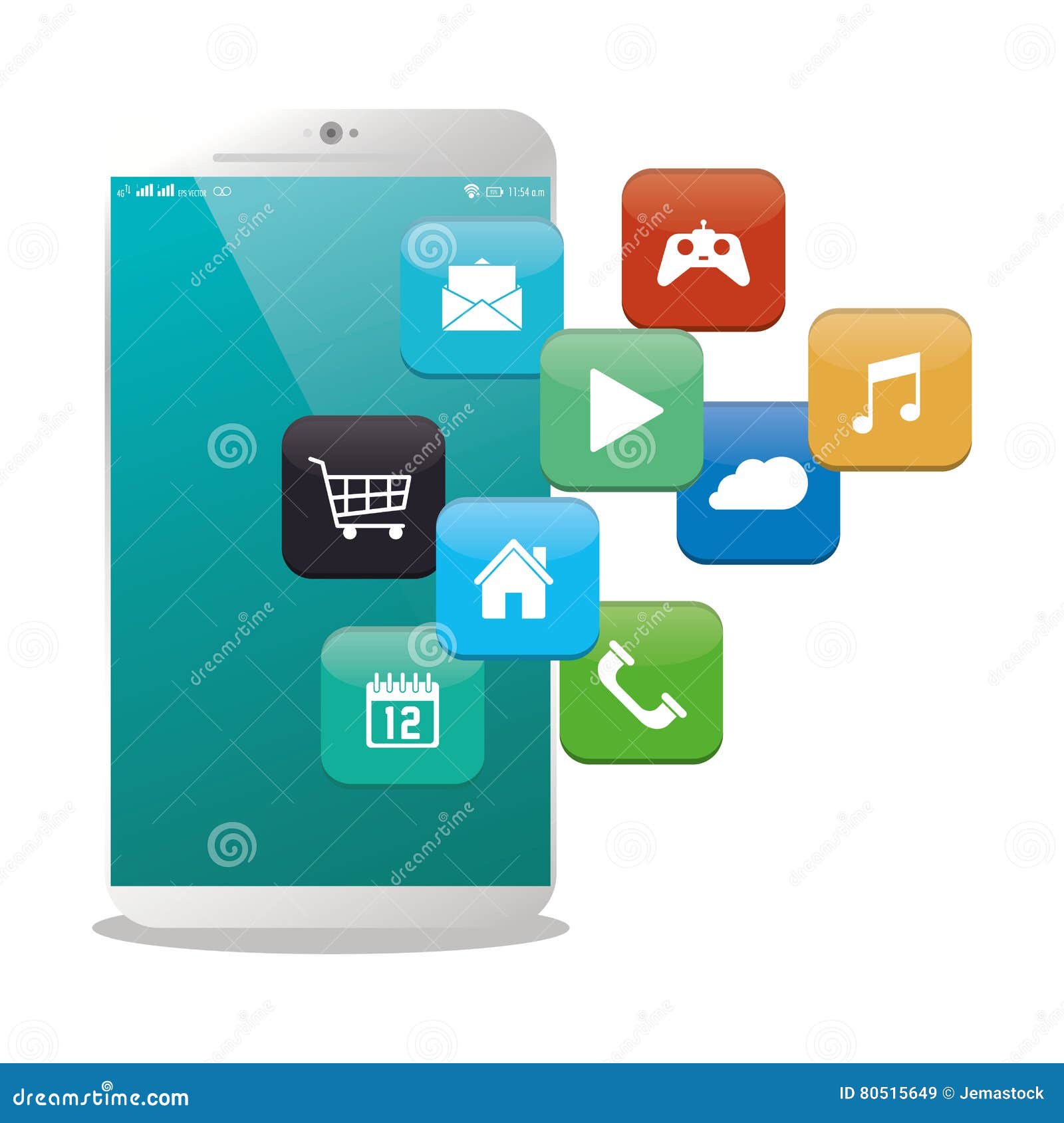 Smartphone and Apps Icon Set Design Stock Vector - Illustration of ...