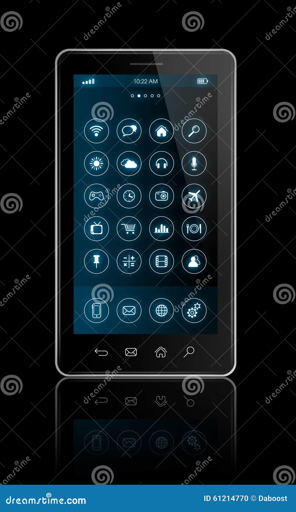 Smartphone with Apps Icons Interface Stock Illustration - Illustration ...