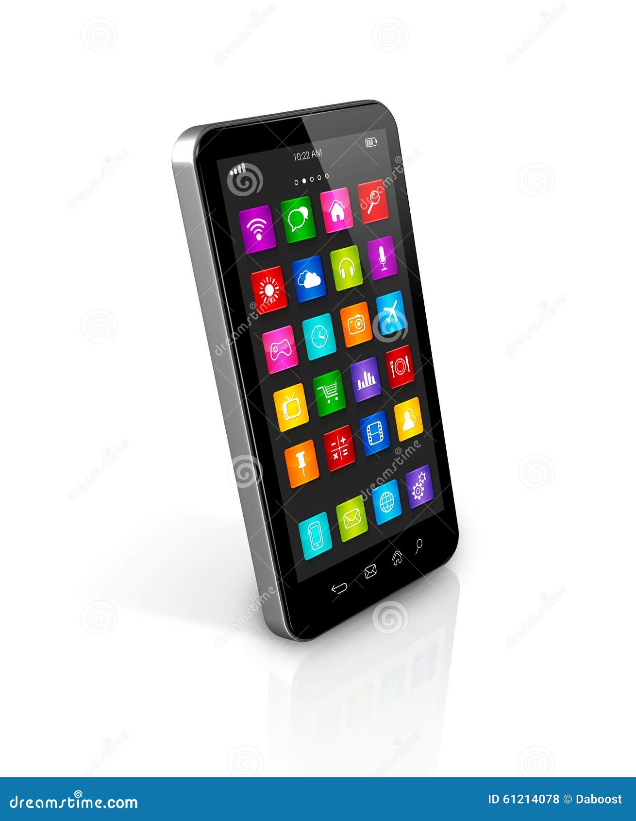 Smartphone with Apps Icons Interface Stock Illustration - Illustration ...