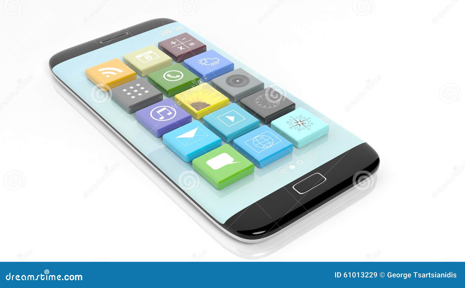 Smartphone with Apps in Shape of a Beveled Square Stock Illustration ...