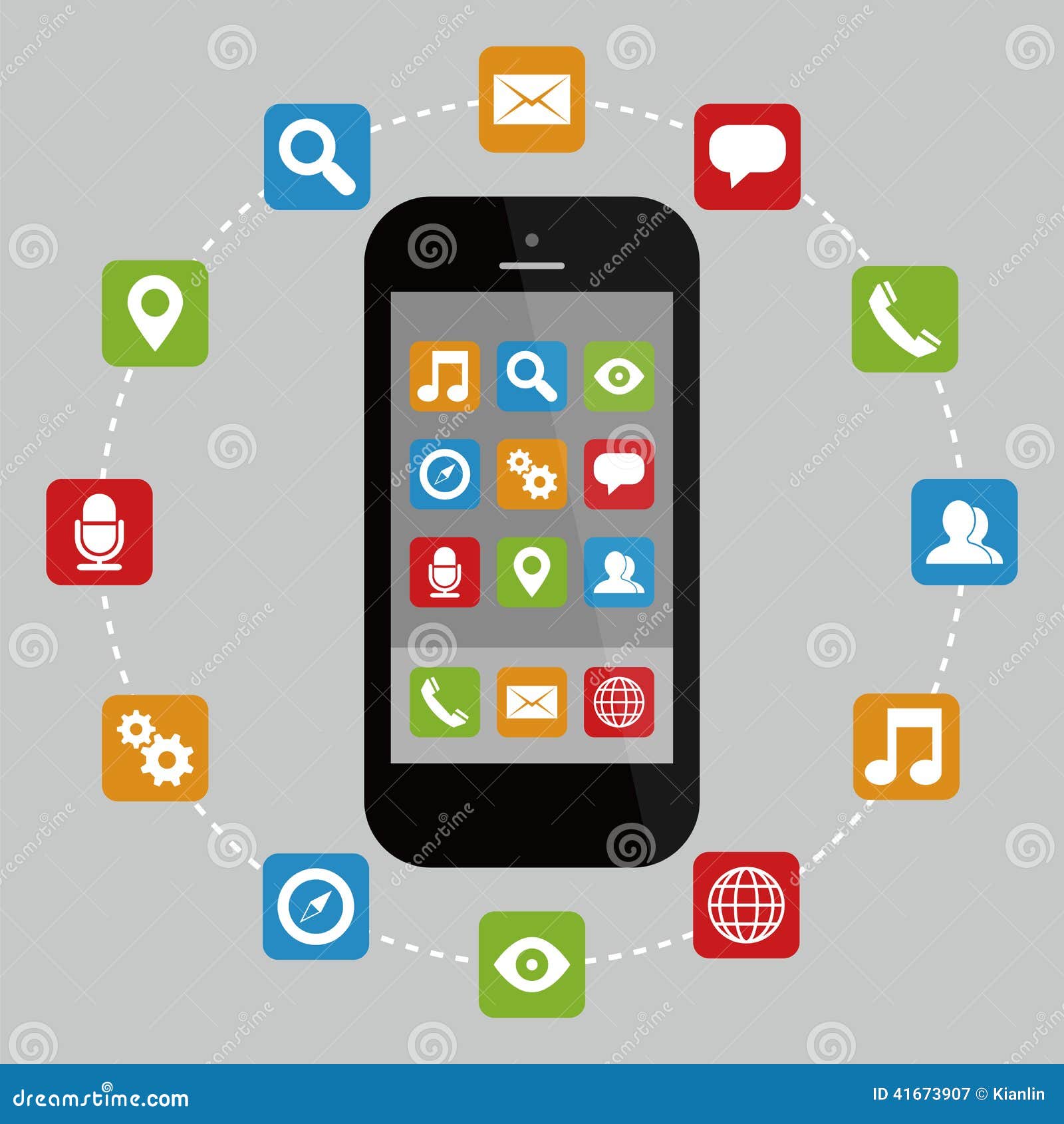 Smartphone with Apps stock vector. Illustration of dictionary - 41673907