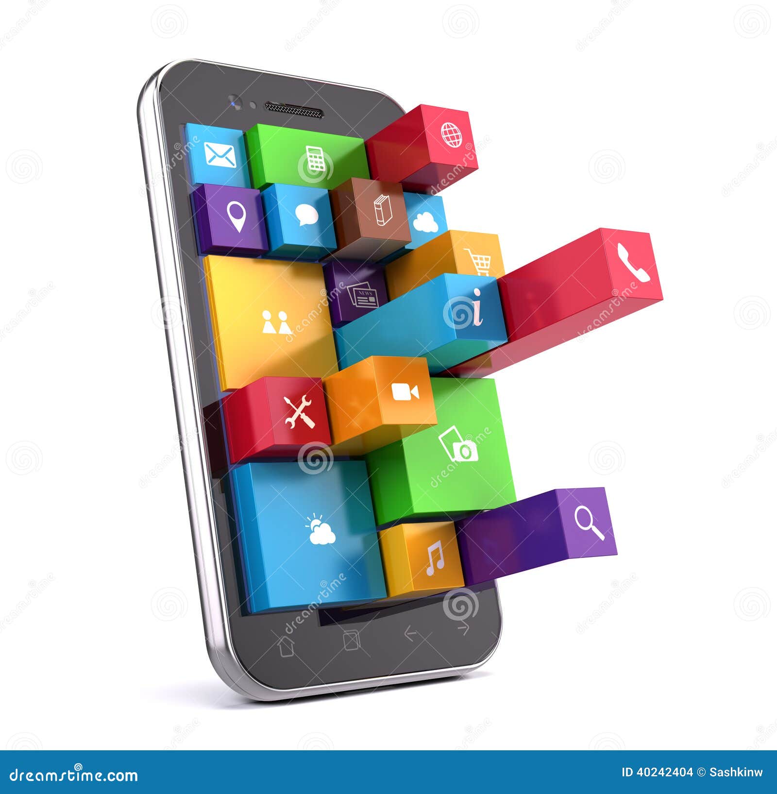 Smartphone with apps stock illustration. Illustration of multimedia ...