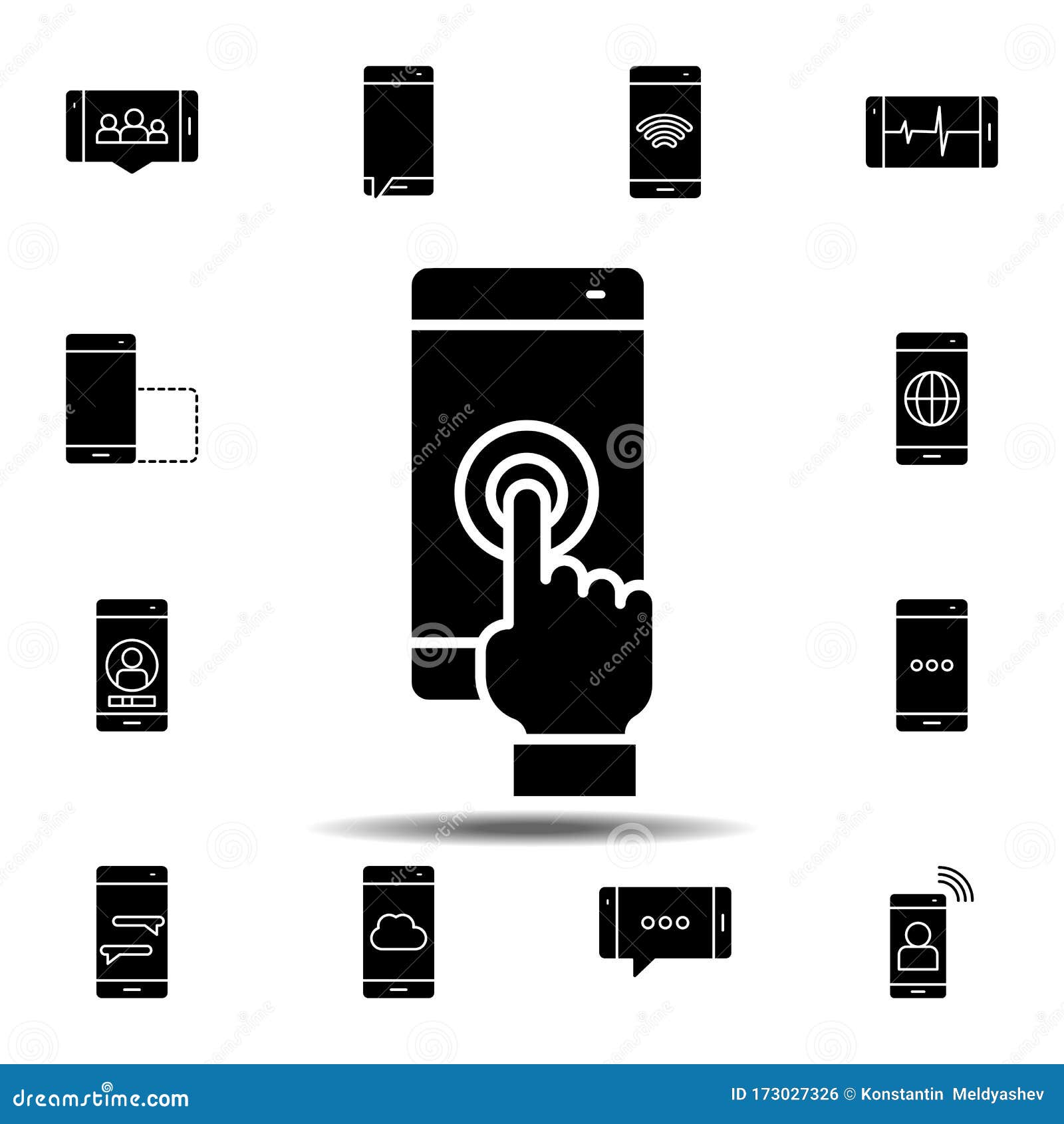 Smartphone, Arm, Sensor, Phone Icon. Simple Glyph, Flat Vector Element ...